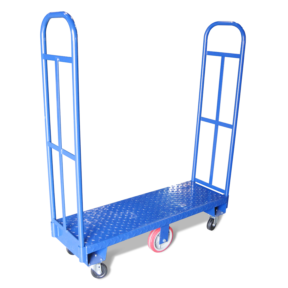 Double handle steel material handling trolley