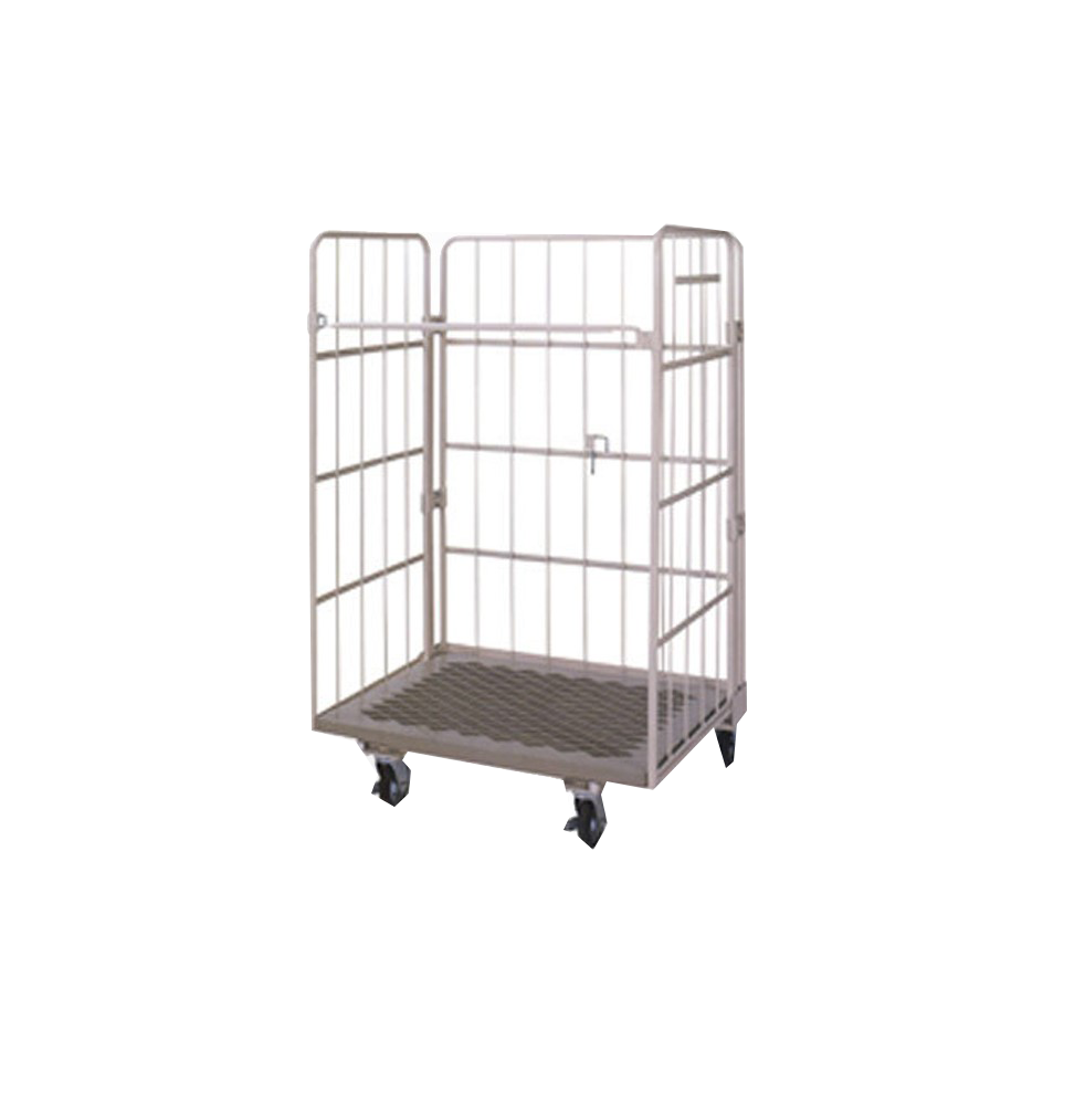 Gray steel large industrial trolley