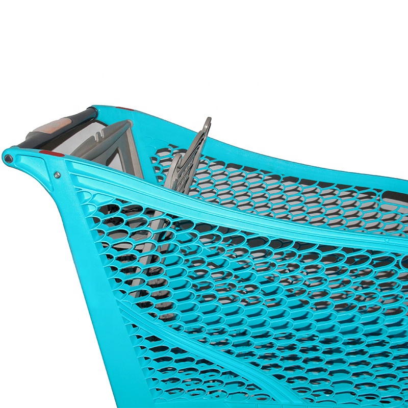 Green sturdy and durable plastic shopping trolley