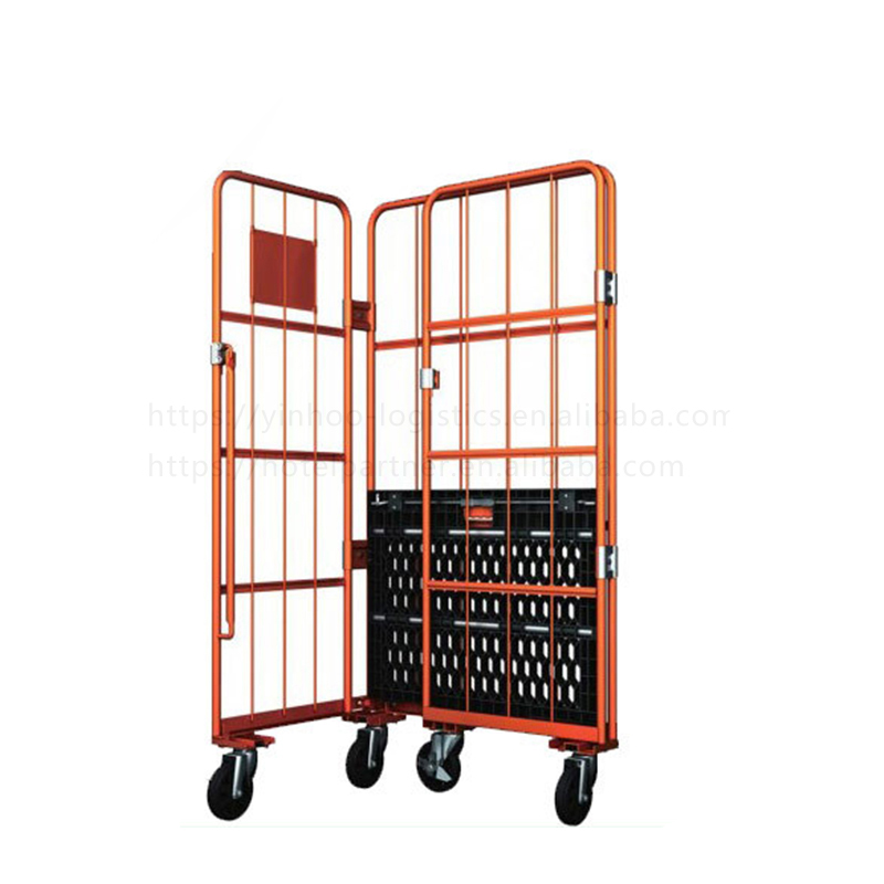 Orange foldable large industrial trolley