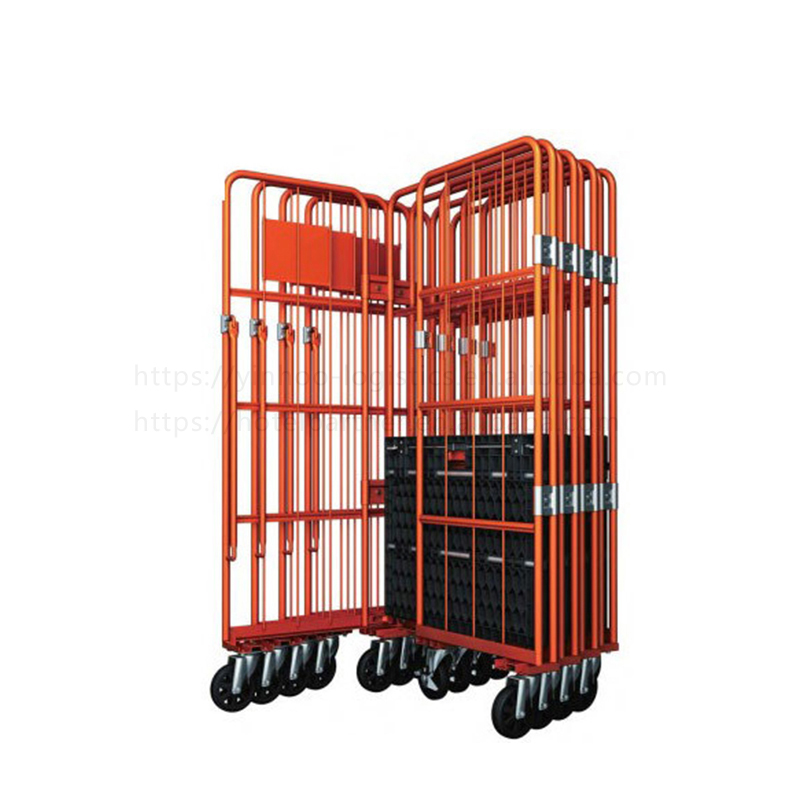 Orange foldable large industrial trolley