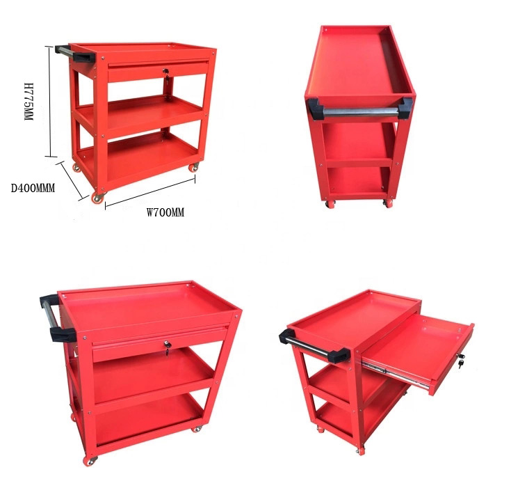 Red cold rolled steel multi-layer trolley