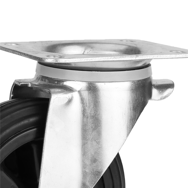 Rotating solid rubber industrial trolley casters