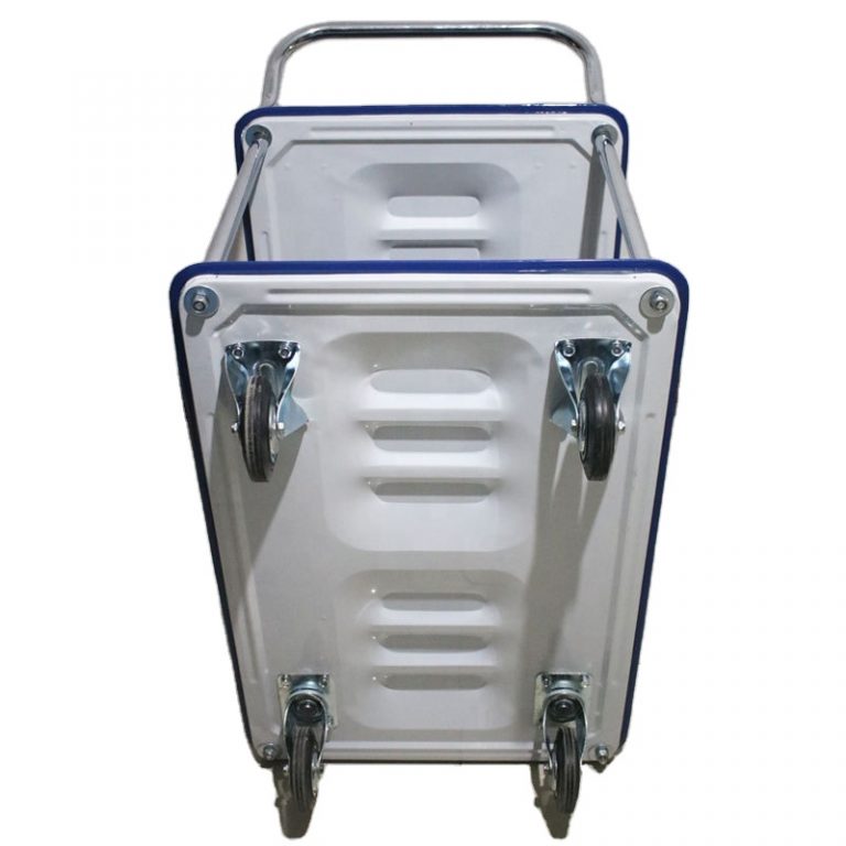 Silent trolley for multi-storey warehouse