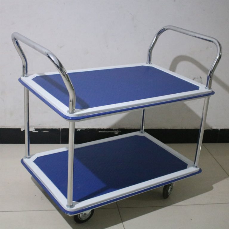 Silent trolley for multi-storey warehouse
