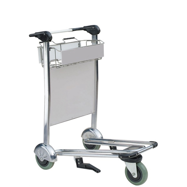 Silver handbrake luggage airport trolley