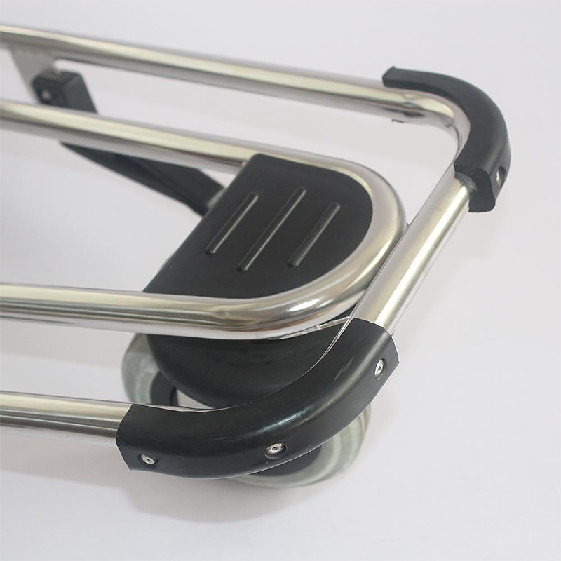 Small stainless steel airport trolley