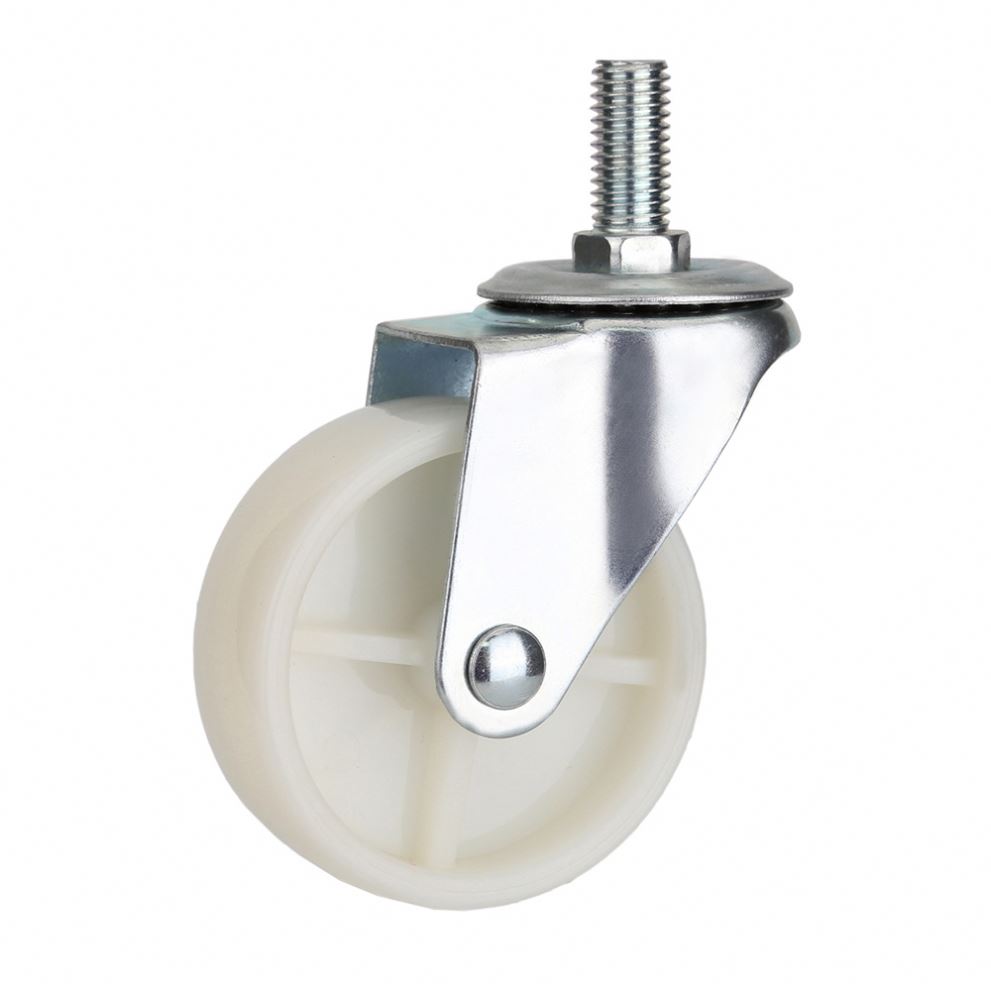 Small white PP fixed trolley wheel
