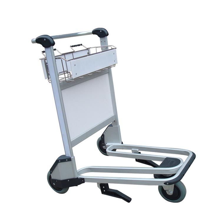 Three-wheeled handbrake steel airport trolley