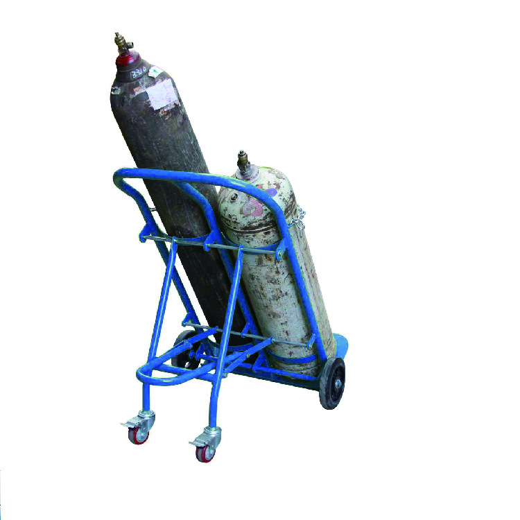 Two-wheeled dual-oxygen tank trolley