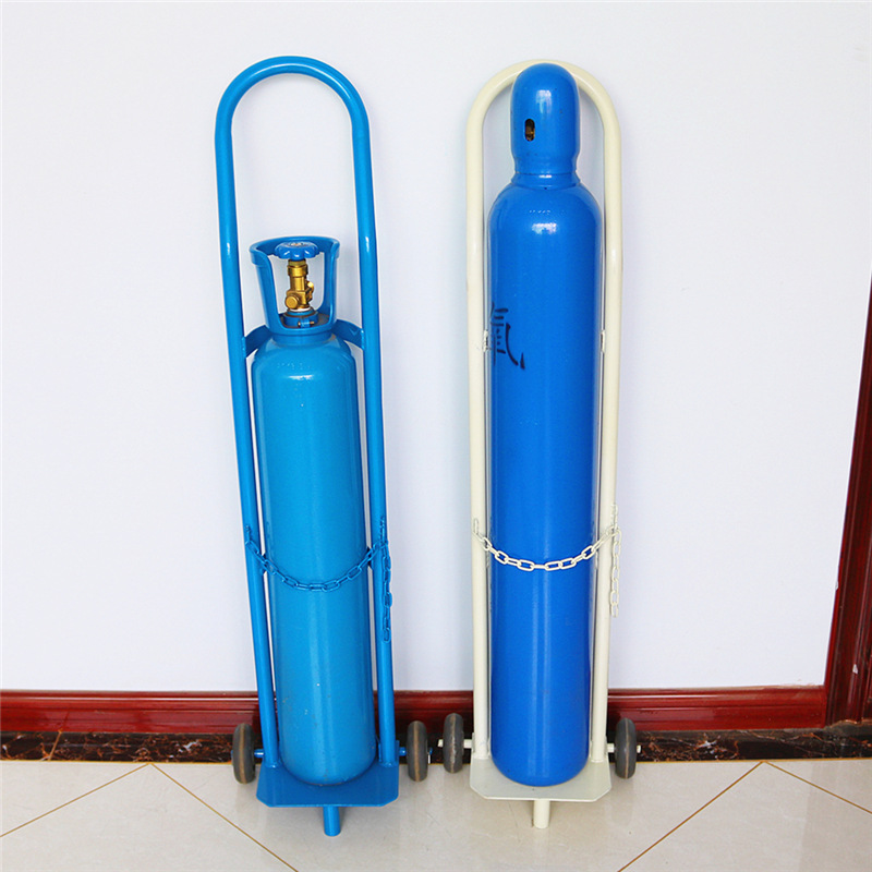 Two-wheeled household oxygen tank trolley