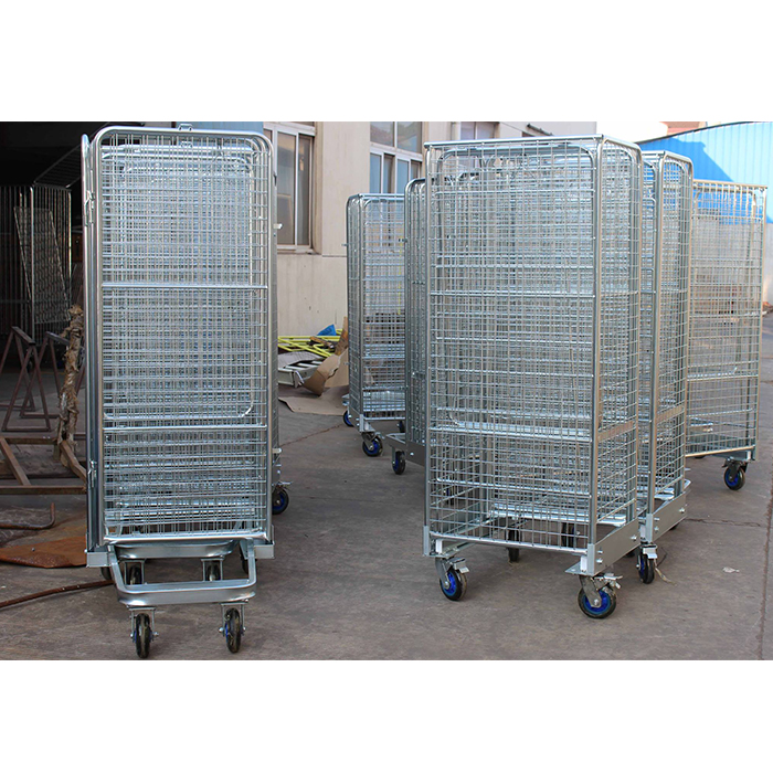 Wire mesh material handling trolley